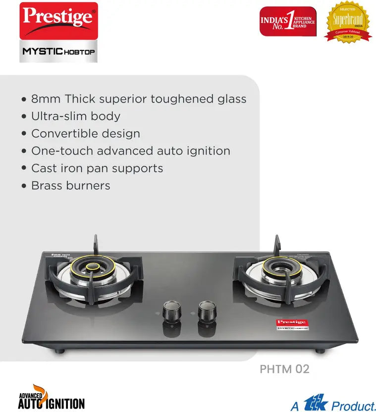 Prestige PHTM 02 Mystic Glass Manual Hob | Sleek Built-In Cooktop ...