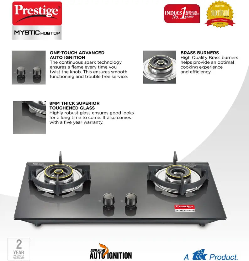 Prestige PHTM 02 Mystic Glass Manual Hob | Sleek Built-In Cooktop ...