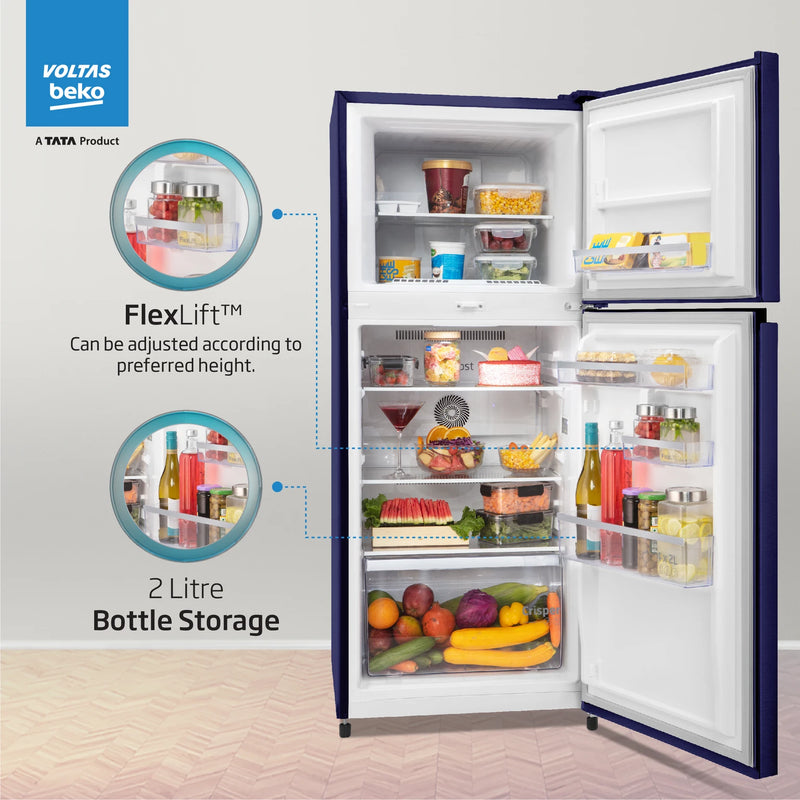 Voltas Beko 228L Frost Free Double Door Refrigerator | Dual Cooling, 2 ...